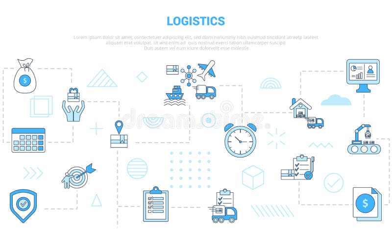 Logistics Concept with Icon Set Template Banner with Modern Blue Color ...