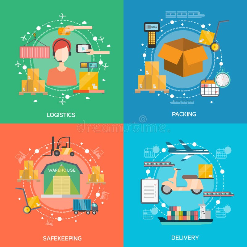 Logistics Icons Set stock vector. Illustration of emblem - 99951898