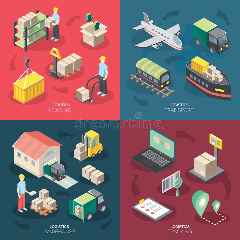 Logistics Concept Icons Set Stock Vector - Illustration of call ...