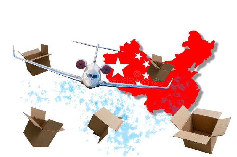 Logistics Concept, Map of China and Toy Airplane with Shipping Boxes ...
