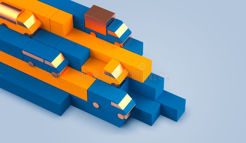 Logistics Constructor Visual 3d Render Truck Set Stock Illustration ...