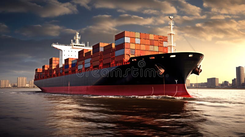 Container Ship at Sunset stock image. Image of shipping - 4859045
