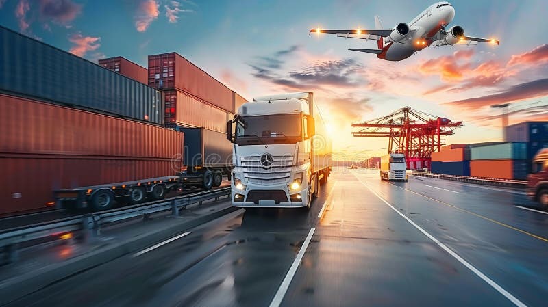 Logistics, Container Cargo Ship Transportation with Working Crane ... Logistics, Container Cargo Ship Transportation with Working Crane ...