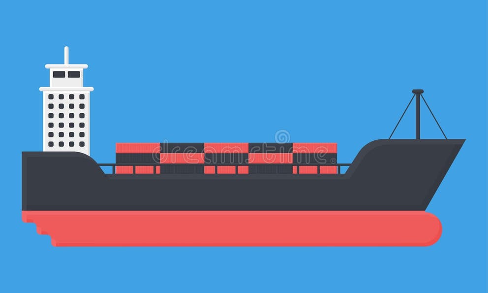Logistics Container Ship Illustration Stock Vector - Illustration of ...