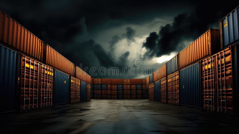 Logistics Container Warehouse Background Stock Illustration ...