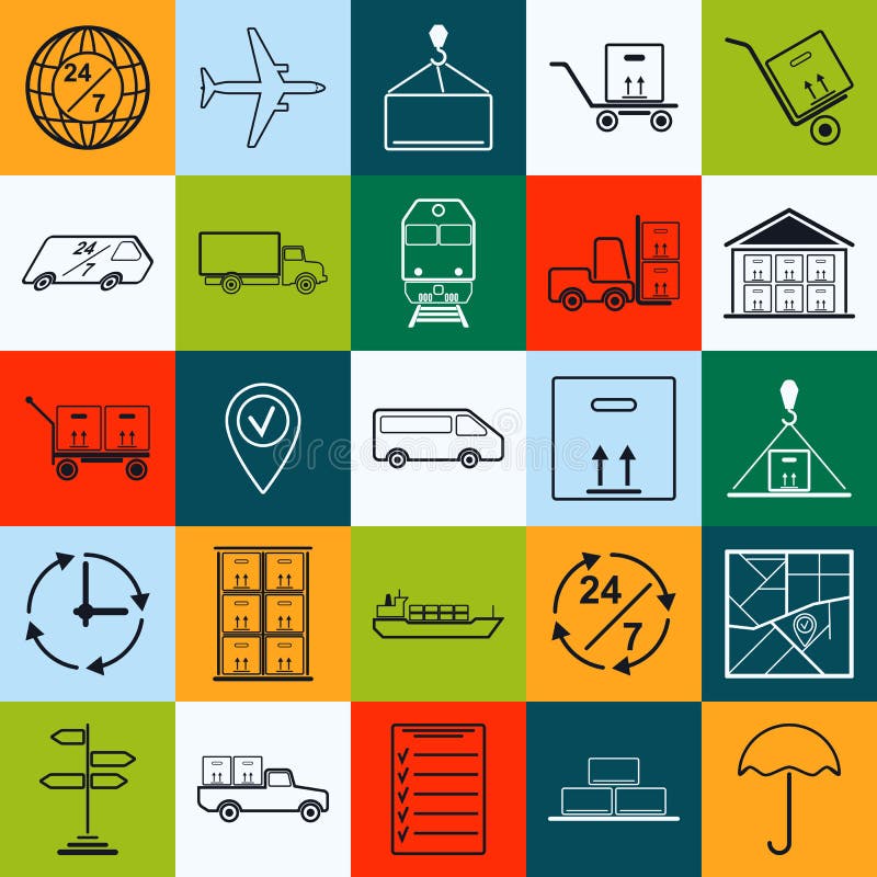 Logistics Contour Vector Icons Stock Vector - Illustration of icon ...