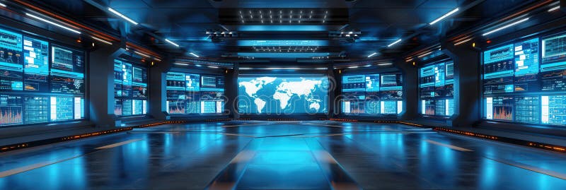 The Logistics Control Center is Bustling with Activity, Featuring Large ...