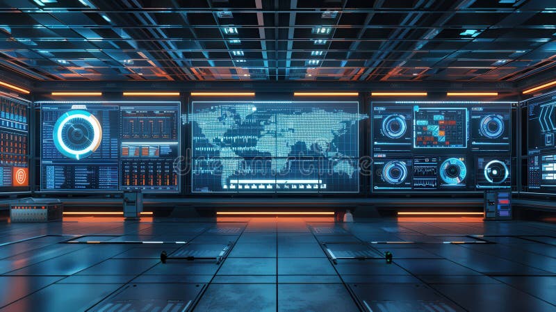 A Logistics Control Center Displays Large Screens that Provide Real ...