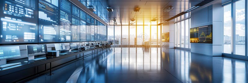 A Logistics Control Center Displays Large Screens Showing Real-time ...