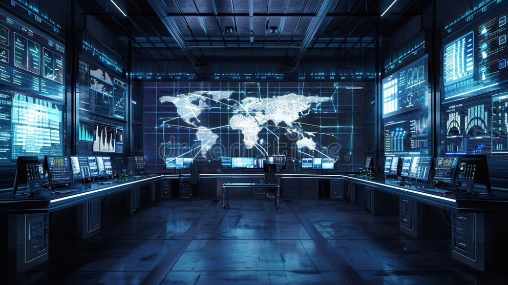 The Logistics Control Center Features Large Screens Showing Real-time ...