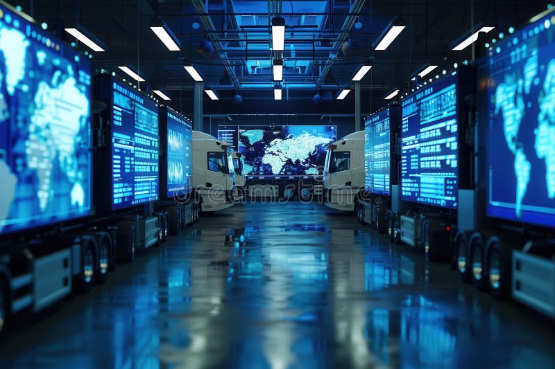 A Logistics Control Center Features Large Screens Showing Real-time ... A Logistics Control Center Features Large Screens Showing Real-time ...