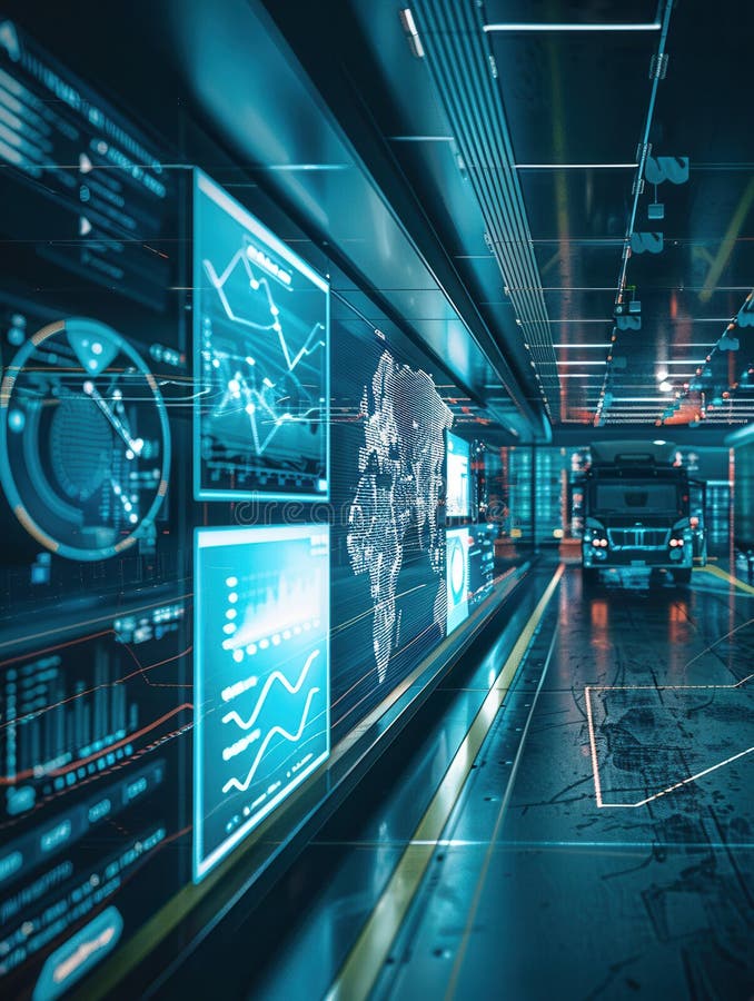 The Logistics Control Center Features Multiple Large Screens Displaying ...