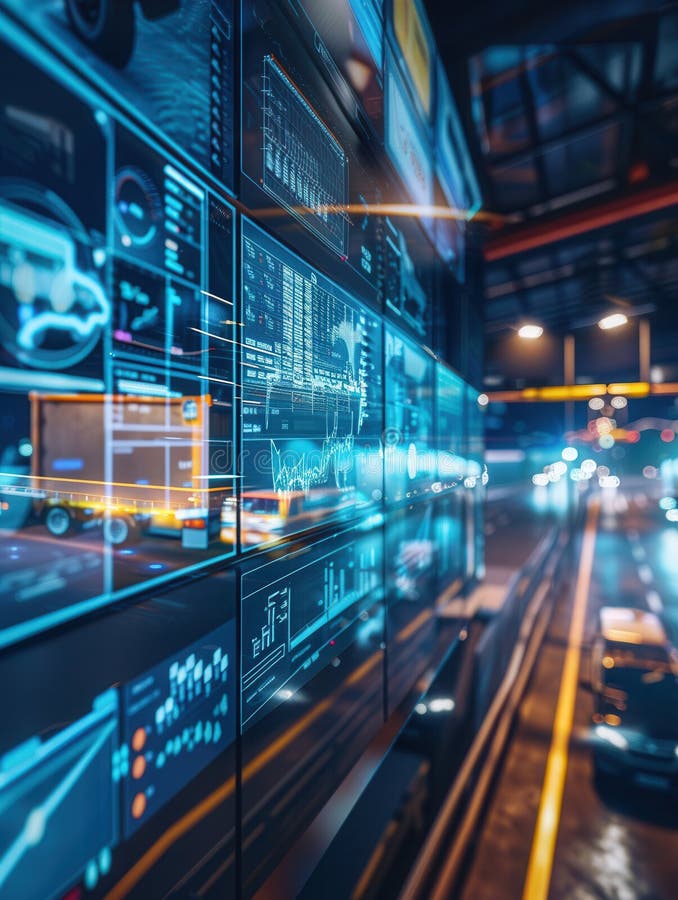 The Logistics Control Center Monitors Delivery Routes and Data on Large ... The Logistics Control Center Monitors Delivery Routes and Data on Large ...