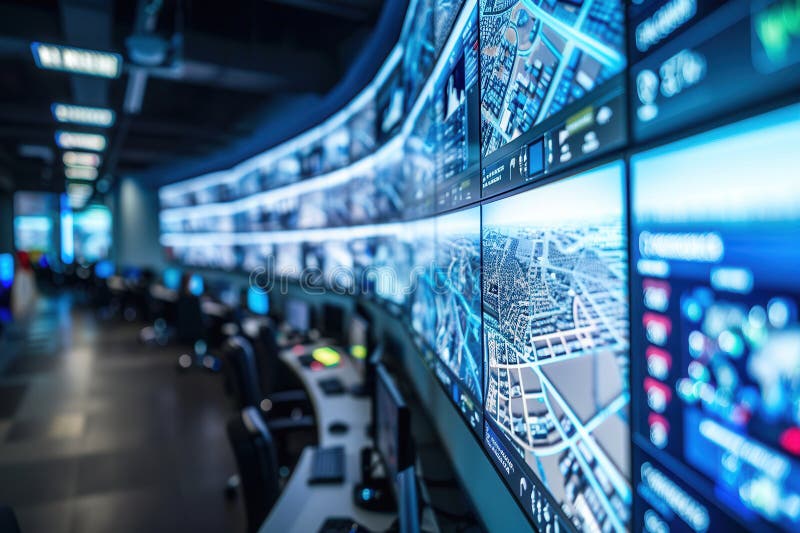 A Logistics Control Center Operates with Large Screens Displaying Real ...