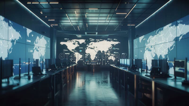 The Logistics Control Center Operates with Large Screens Showing Real ...