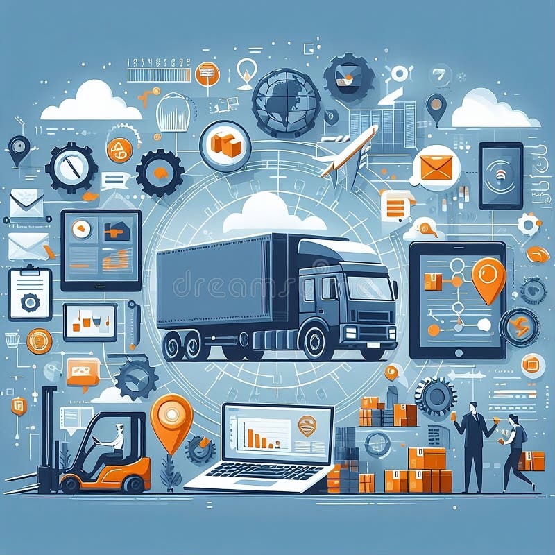 Logistics and Data Analysis Concept, Banner Stock Illustration ...