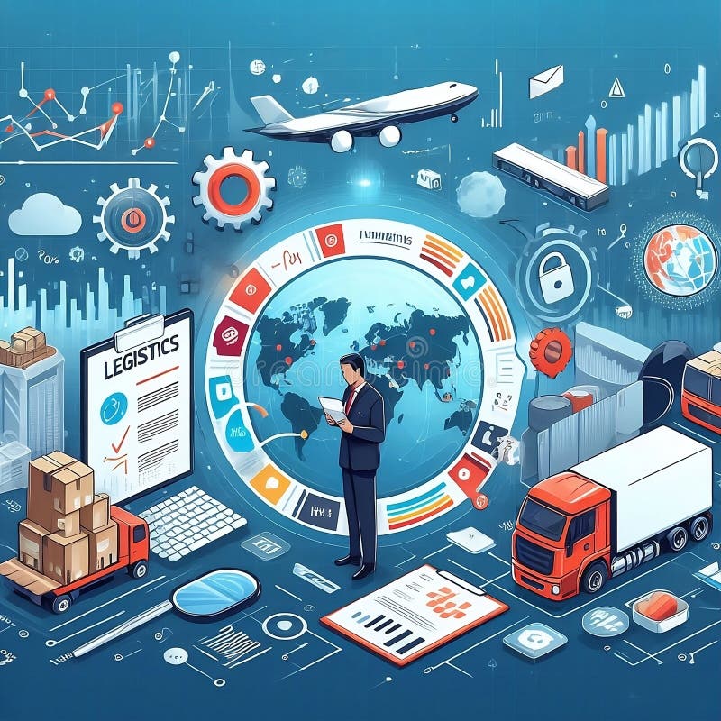 Logistics and Data Analysis Concept, Banner Stock Illustration ...