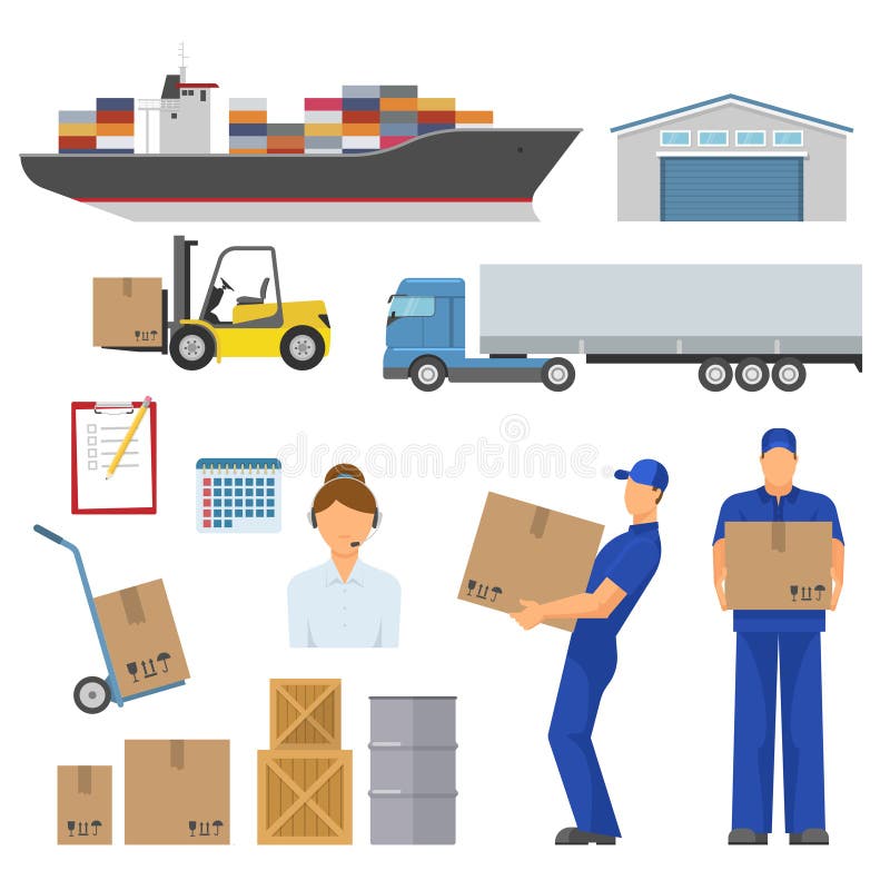 Logistics Decorative Flat Icons Set Stock Vector - Illustration of ...