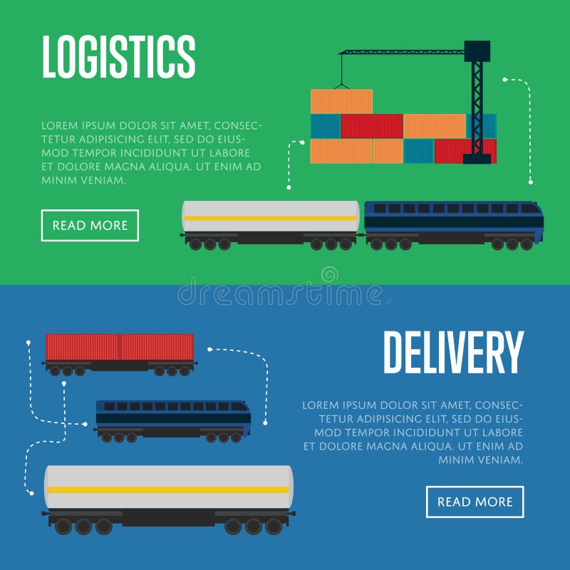 Logistics and Delivery Banner Set Stock Vector - Illustration of ...