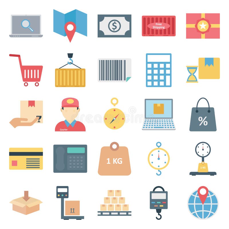Logistics Delivery Color Isolated Vector Icons Stock Vector ...