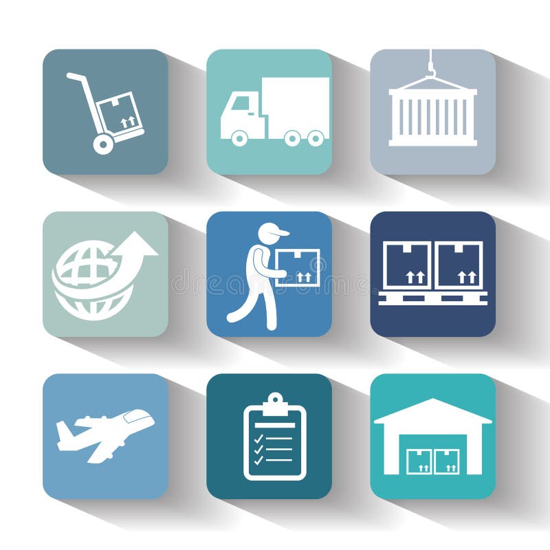 Logistics and Delivery Icons Stock Vector - Illustration of airplane ...