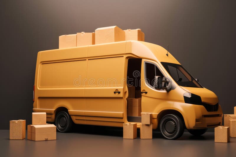 A Logistics Delivery Van with Many Parcels. Generative Ai Stock ...