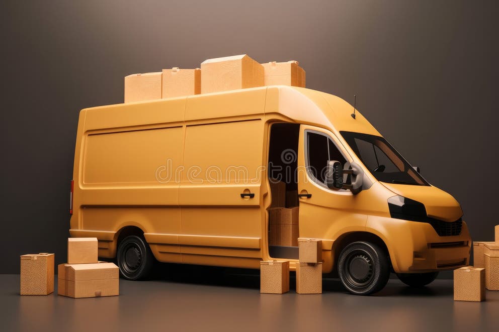 A Logistics Delivery Van with Many Parcels. Generative Ai Stock ...