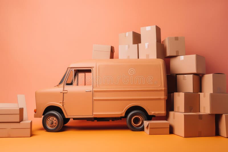 A Logistics Delivery Van with Many Parcels. Generative Ai Stock ...