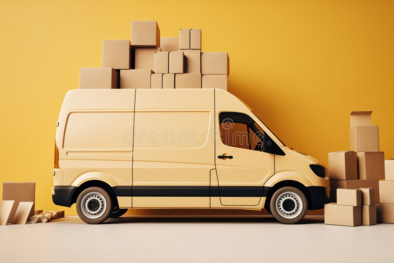 A Logistics Delivery Van with Many Parcels. Generative Ai Stock ...