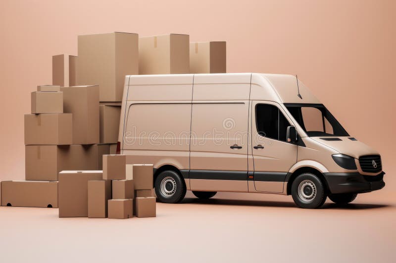 A Logistics Delivery Van with Many Parcels. Generative Ai Stock ...