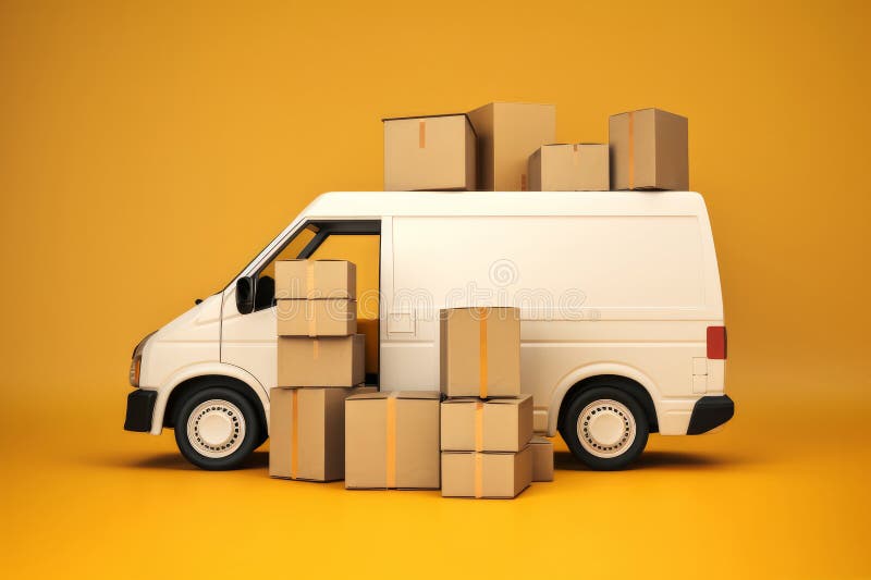 A Logistics Delivery Van with Many Parcels. Generative Ai Stock ...