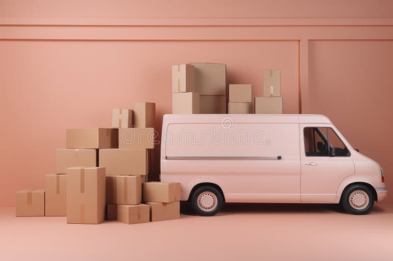 A Logistics Delivery Van with Many Parcels. Generative Ai Stock Photo ...