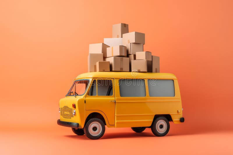 A Logistics Delivery Van with Many Parcels. Generative Ai Stock Image ...