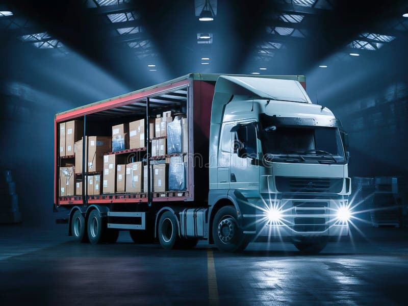 Logistics Delivery at the Warehouse Using a Truck Stock Illustration ...