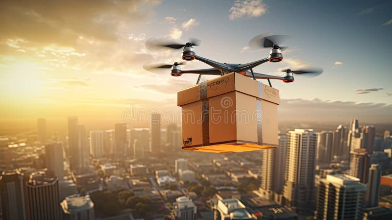 Logistics drone package stock illustration. Illustration of network ...