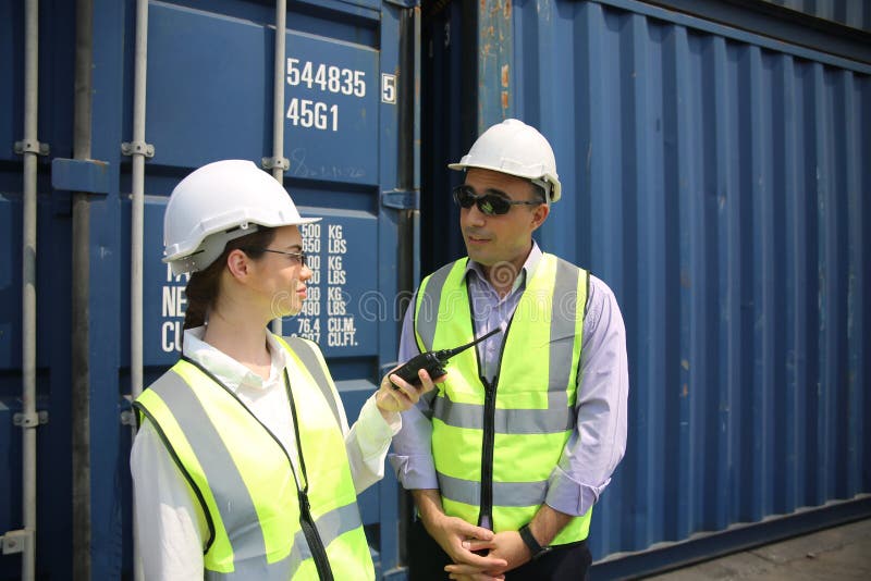 Logistics Engineer Control at the Port, Loading Containers for Trucks ...