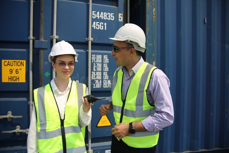 Logistics Engineer Control at the Port, Loading Containers for Trucks ...