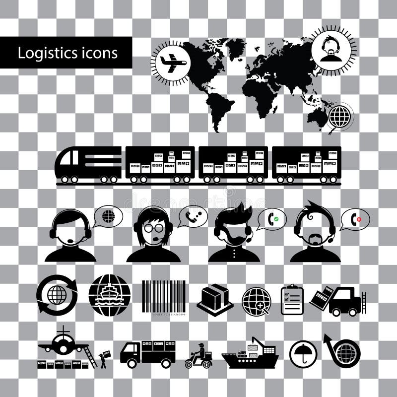 Logistics export icon set stock vector. Illustration of freight - 95027979
