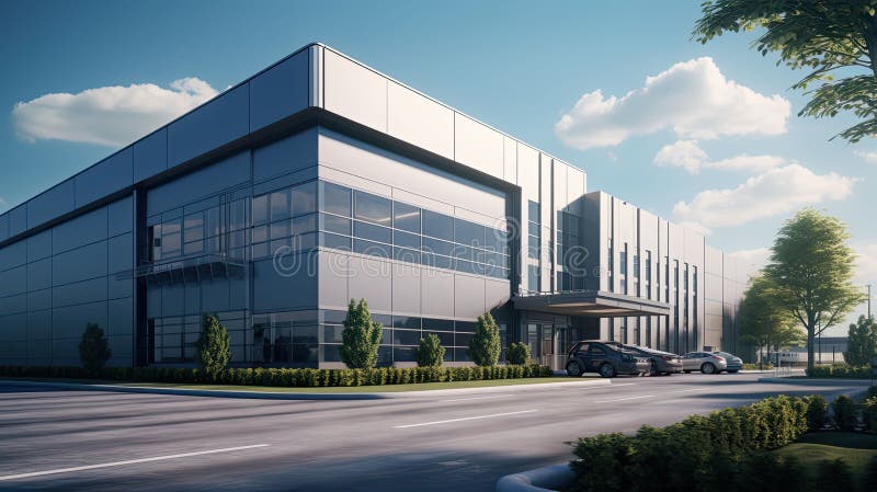 Logistics Exterior Warehouse Building Stock Illustration - Illustration ...