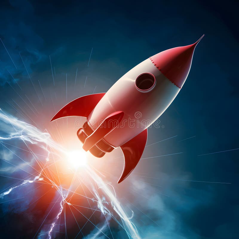 Logistics and Fast Transportation Symbolized by Rocket in 3D Rendering ...