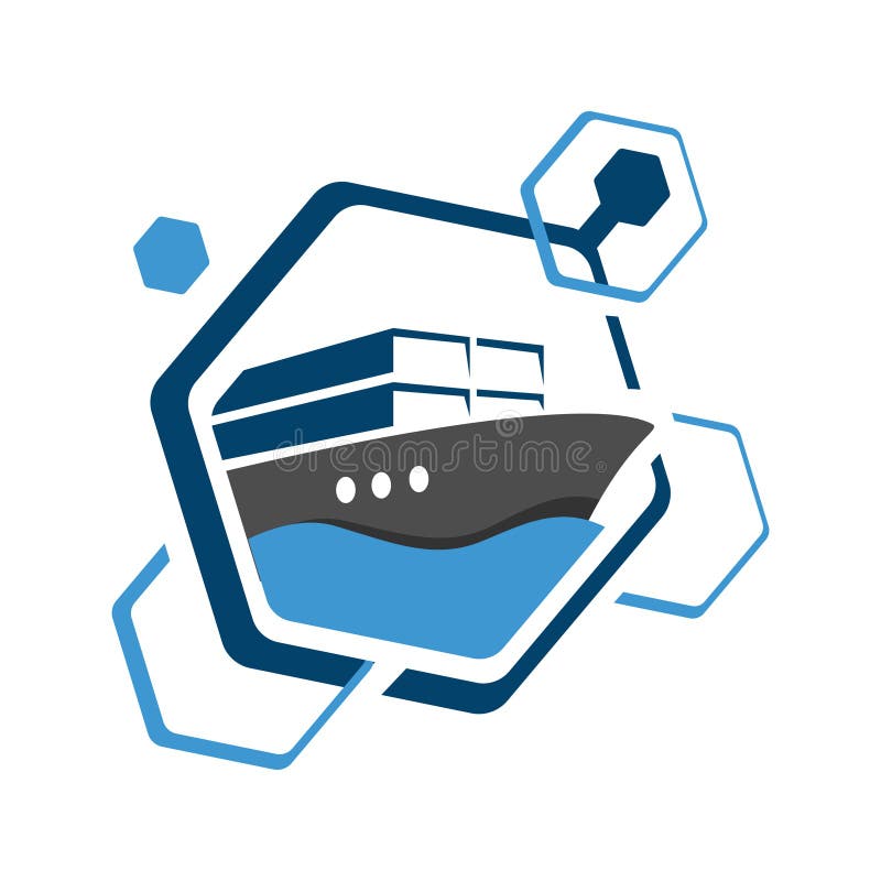 Logistics Freighter Shipping Cargo Ship Logo Design Vector Illustration ...