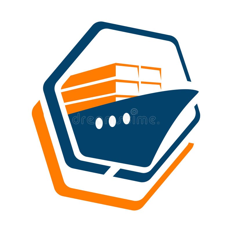 Logistics Freighter Shipping Cargo Ship Logo Design Vector Illustration ...