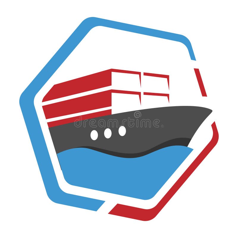 Logistics Freighter Shipping Cargo Ship Logo Design Vector Illustration ...