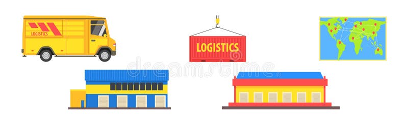 Logistics and Goods Delivery and Transport Vector Set Stock Vector ...