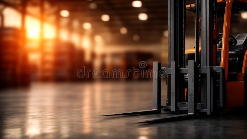 Logistics Hub, Fork Truck Parked in Warehouse, Streamlining ...