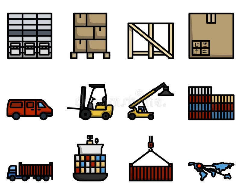 Logistics Icon Set stock vector. Illustration of depot - 218406312