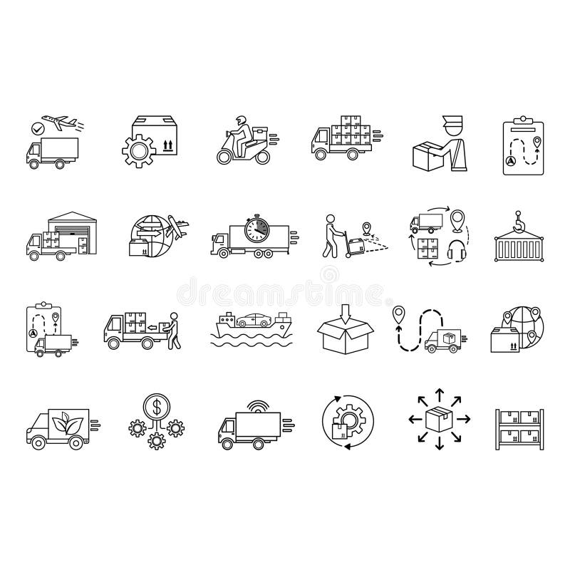 Logistics Icon Set. stock vector. Illustration of inventory - 350132651