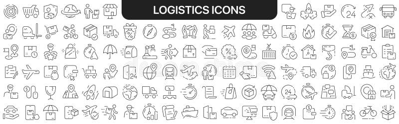 Logistics Icons Collection in Black. Icons Big Set for Design Stock ...