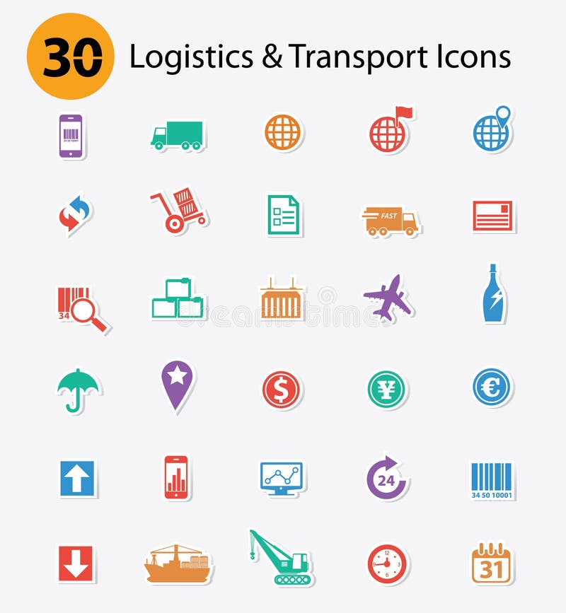 Logistics Icons,Colorful Version Stock Vector - Illustration of cargo ...