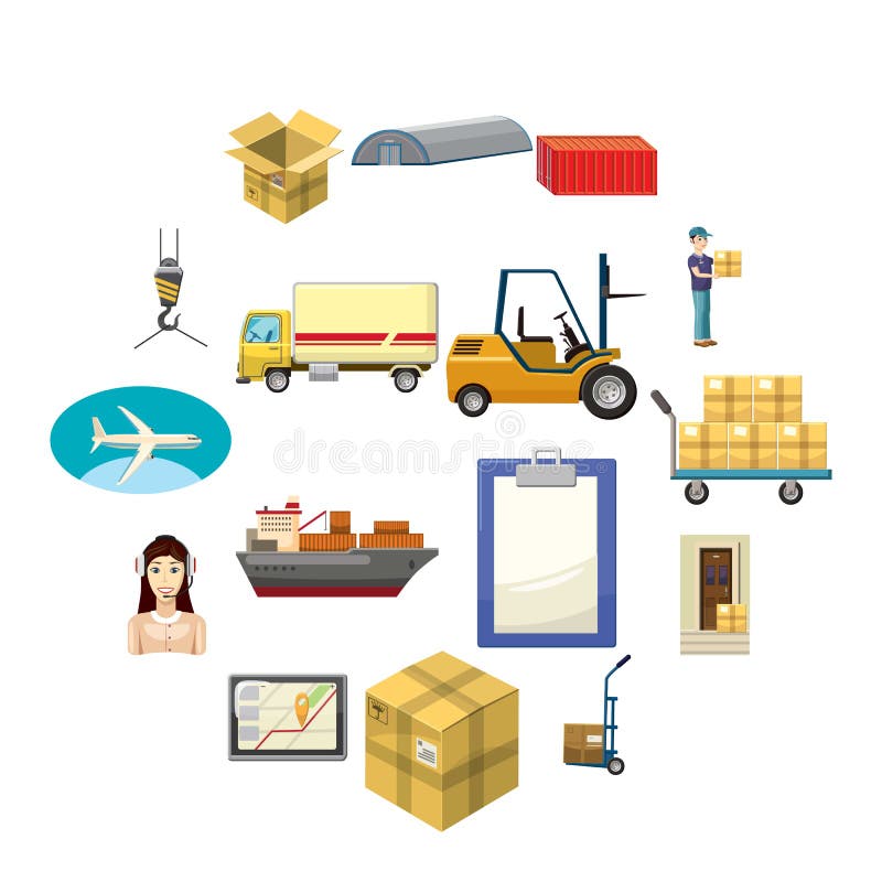 Logistics Icons Set, Cartoon Style Stock Vector - Illustration of color ... Logistics Icons Set, Cartoon Style Stock Vector - Illustration of color ...